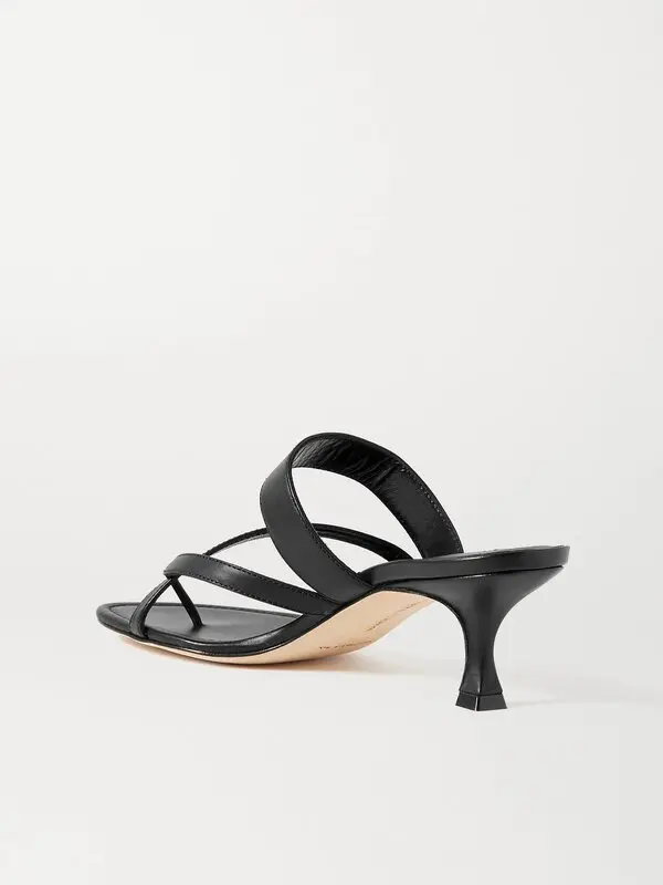 Manolo Blahnik Susa 50 Leather Sandals - Black