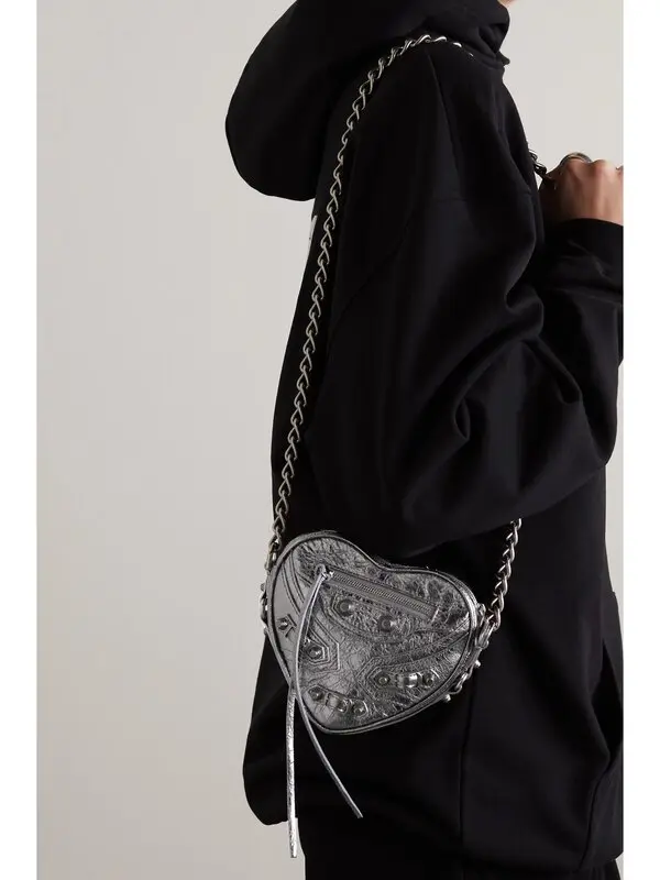 Balenciaga Le Cagole Heart Mini Shoulder Bag - Silver