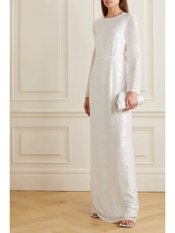 Erdem Sequined Chiffon Gown - Neutrals