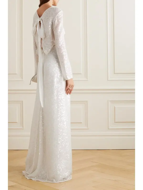 Erdem Sequined Chiffon Gown - Neutrals