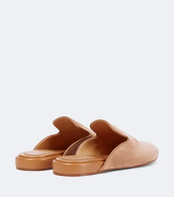 CHRISTIAN LOUBOUTIN Navy Coolito Flat Mules - Brown