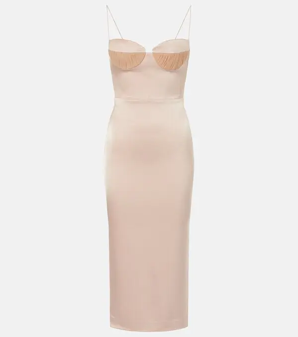 Alex Perry Sweetheart Satin Crepe Midi Dress - Pink