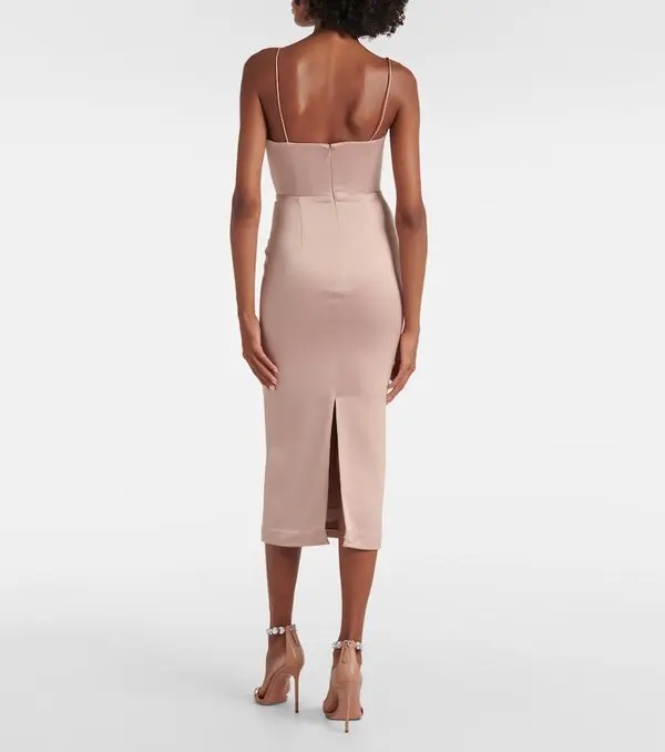 Alex Perry Sweetheart Satin Crepe Midi Dress