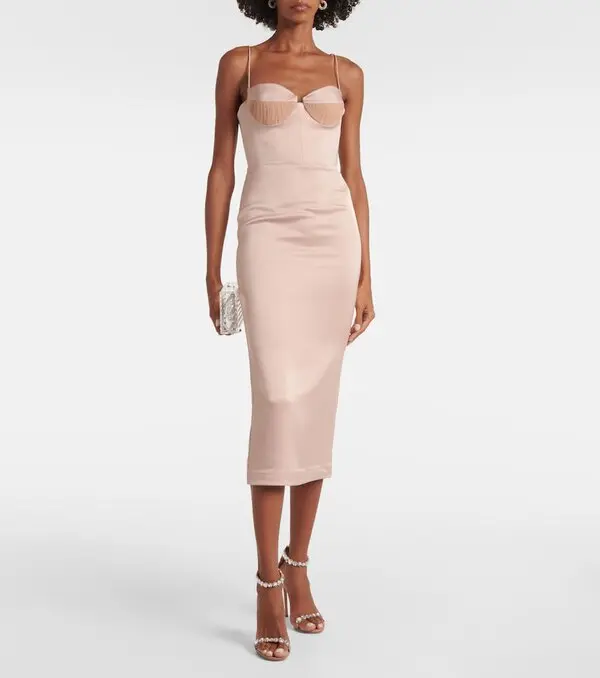 Alex Perry Sweetheart Satin Crepe Midi Dress