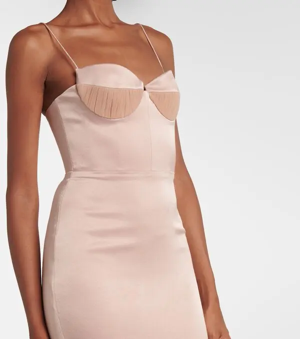 Alex Perry Sweetheart Satin Crepe Midi Dress