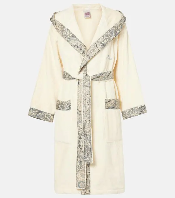 Etro Bloom Cotton Terry Bathrobe - Blue