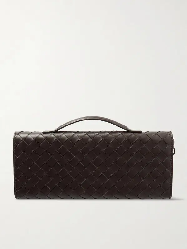 Bottega Veneta Andiamo Long Intrecciato Leather Clutch - Brown