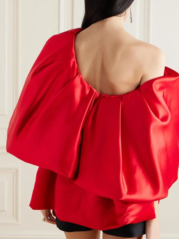 Simone Rocha Off-the-shoulder Bow Embellished Satin Blouse