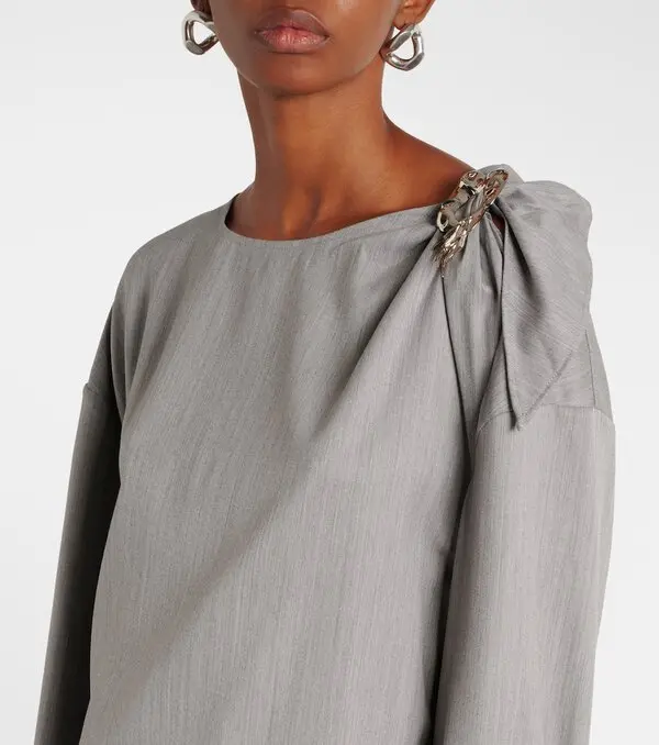 JACQUES WEI Embellished Wool Blouse