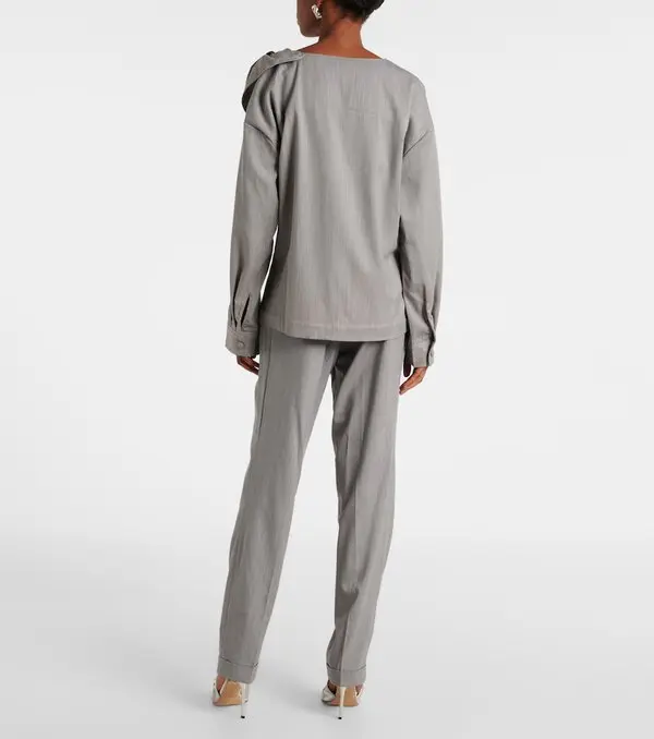 JACQUES WEI Embellished Wool Blouse