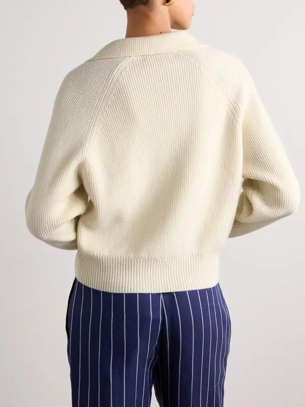 NILI LOTAN Selena Ribbed Wool Polo Sweater