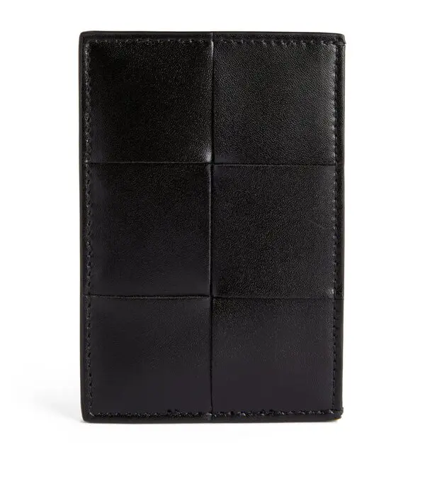 Bottega Veneta Leather Maxi Intrecciato Card Holder - Grey
