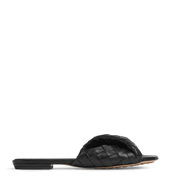 Bottega Veneta Lambskin Intrecciato Mules - Black