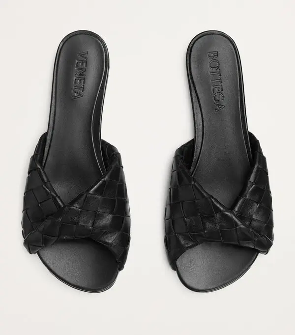 Bottega Veneta Lambskin Intrecciato Mules - Black