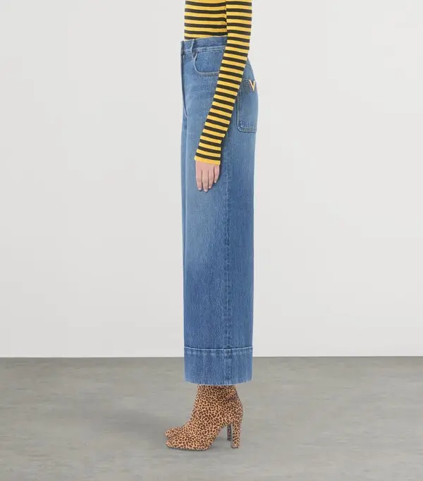Valentino Garavani Wide-leg Jeans With Vlogo Detail