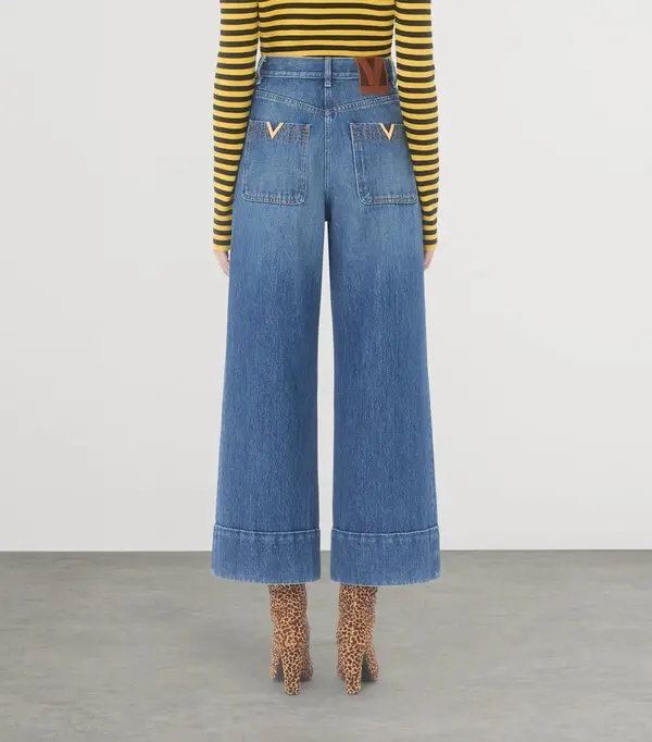 Valentino Garavani Wide-leg Jeans With Vlogo Detail