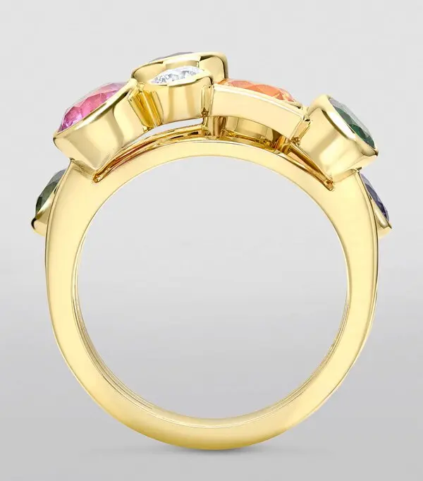 BOODLES Gold, Diamond And Multicoloured Gemstone Raindance Ring