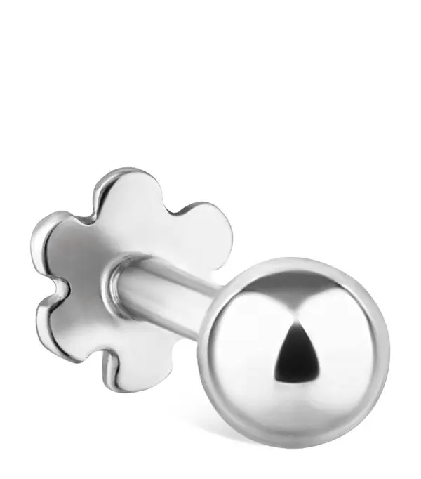 MARIA TASH Gold Ball Threaded Stud Earring - White