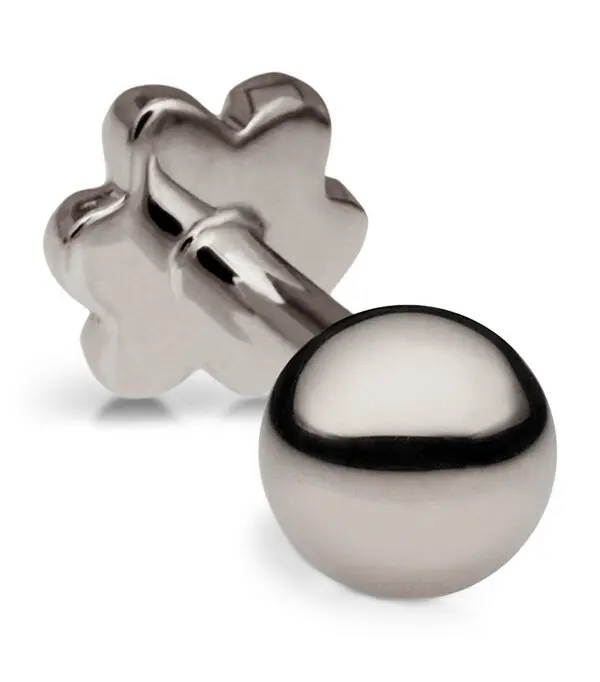 MARIA TASH Gold Ball Threaded Stud Earring - White