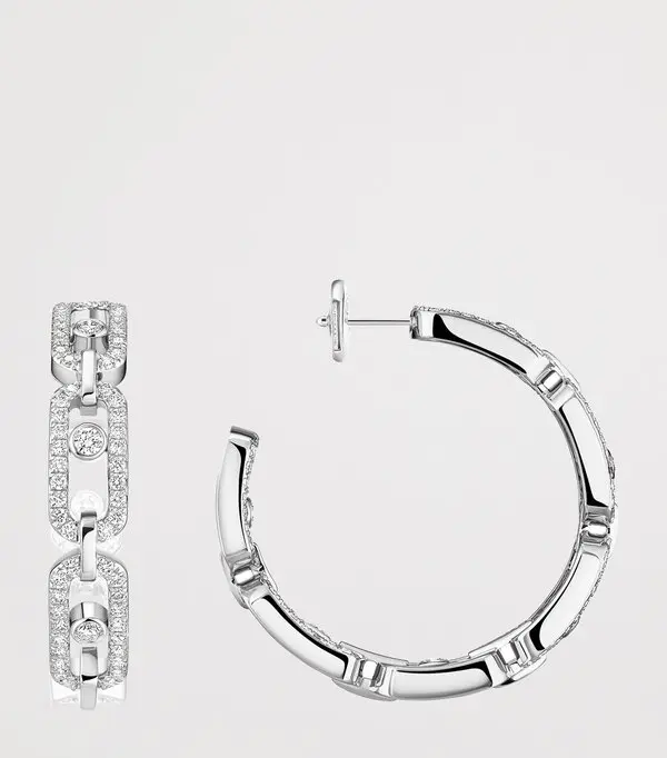 Messika Move Link Small Hoop Earrings In White Gold And Diamonds