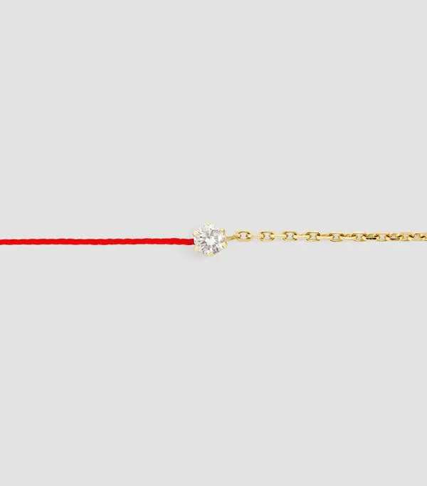 REDLINE Yellow Gold And Diamond Absolu Thread Bracelet - Red