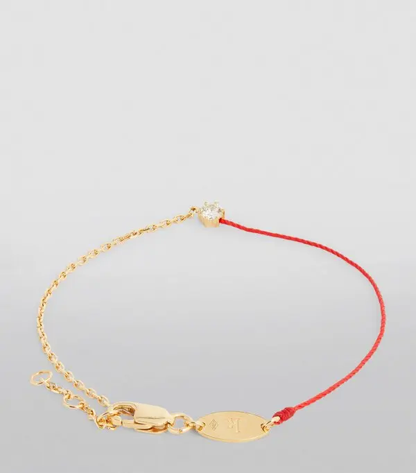 REDLINE Yellow Gold And Diamond Absolu Thread Bracelet - Red