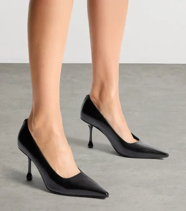 JIMMY CHOO Ixia 80 Leather Pointed Toe High Heel Pumps - Black