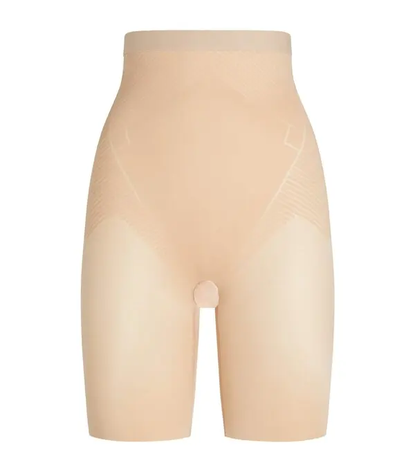 Spanx Shape Invisible High-waist Mid-thigh Shorts Medium Control - Beige