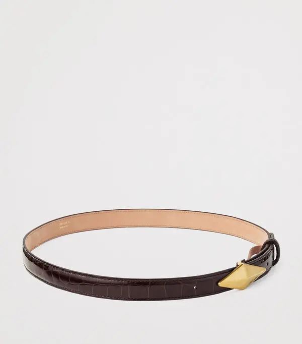 JIMMY CHOO Leather Diamond Clasp Belt - Brown