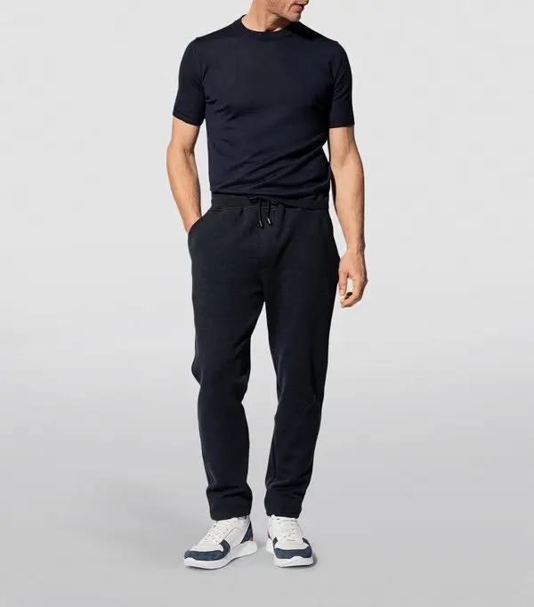 Isaia Wool And Silk-blend T-shirt - Navy