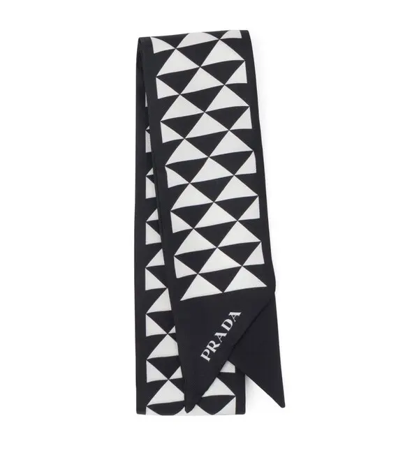 Prada Silk Triangle Skinny Scarf - Black