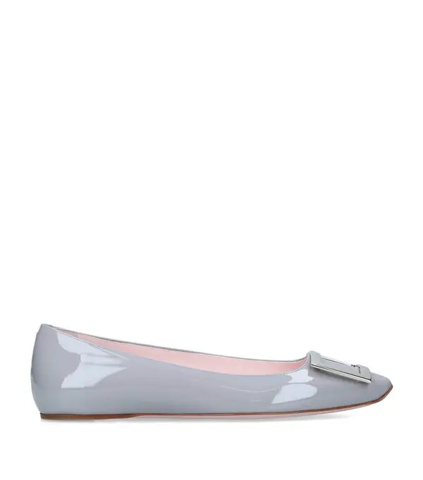 ROGER VIVIER Patent Leather Trompette Ballet Flats - Grey