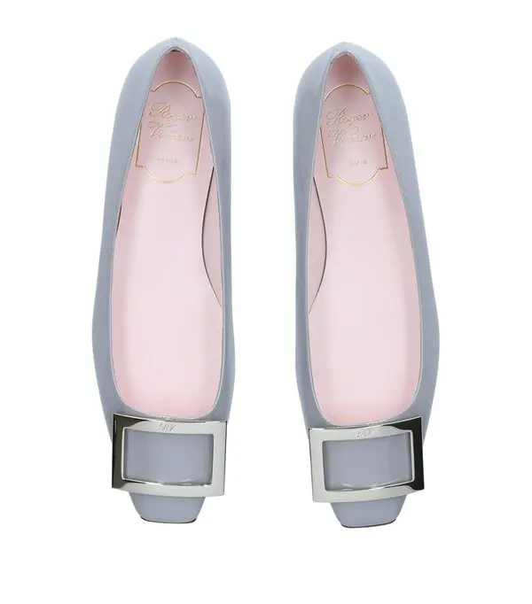 ROGER VIVIER Patent Leather Trompette Ballet Flats - Grey