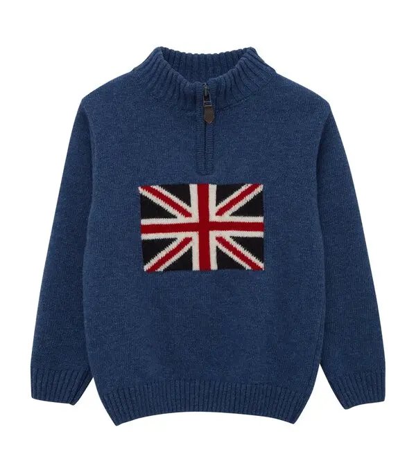 Trotters George Half-zip Sweater With Union Jack Motif