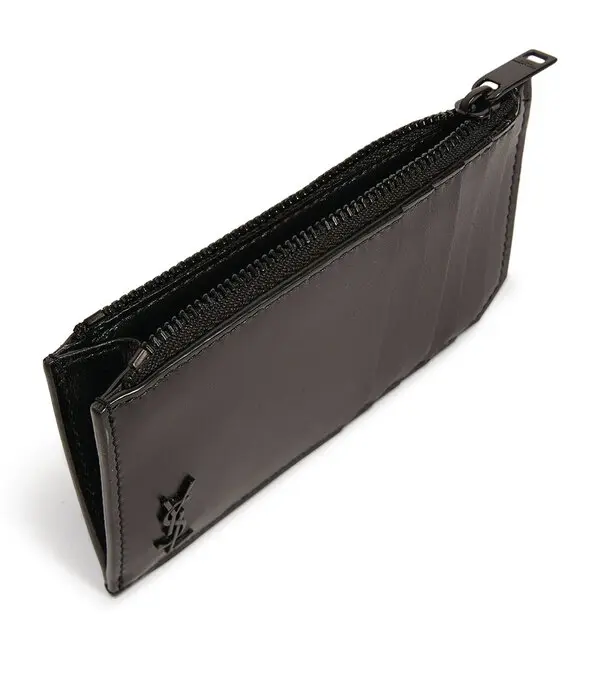 Saint Laurent Leather Fragments Monogram Card Holder