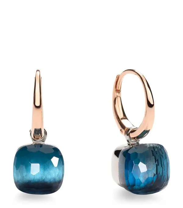Pomellato Rose Gold And Topaz Drop Earrings - Blue