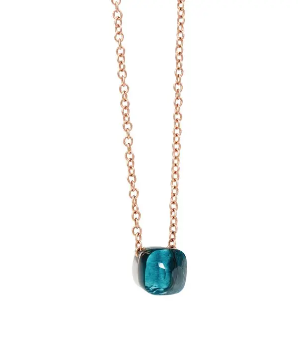 Pomellato 18k Rose Gold Mixed Topaz Necklace - Blue