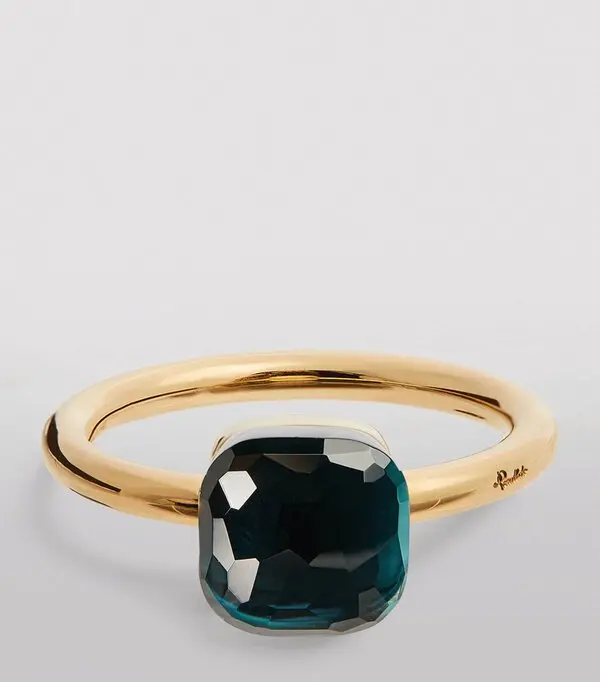 Pomellato Rose Gold And Topaz Nudo Petit Ring - Blue