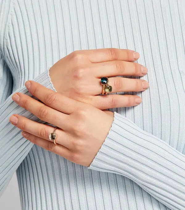 Pomellato Rose Gold And Topaz Nudo Petit Ring - Blue