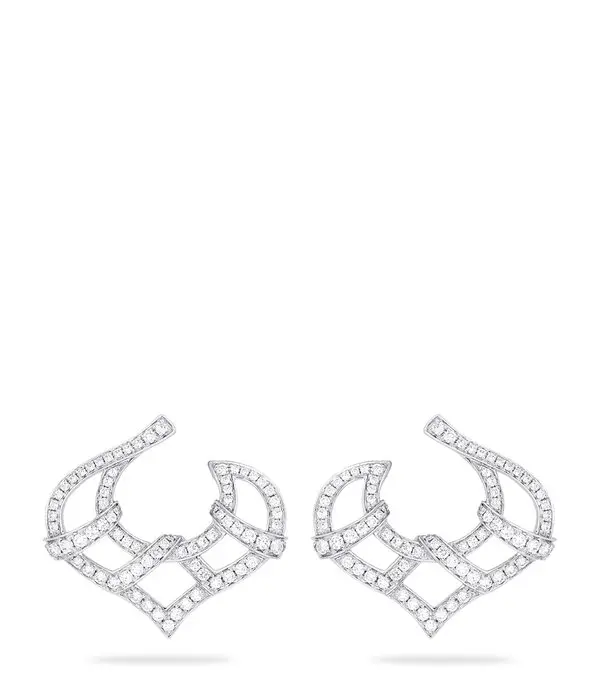 BOODLES Platinum And Diamond Woodland Earrings - Silver
