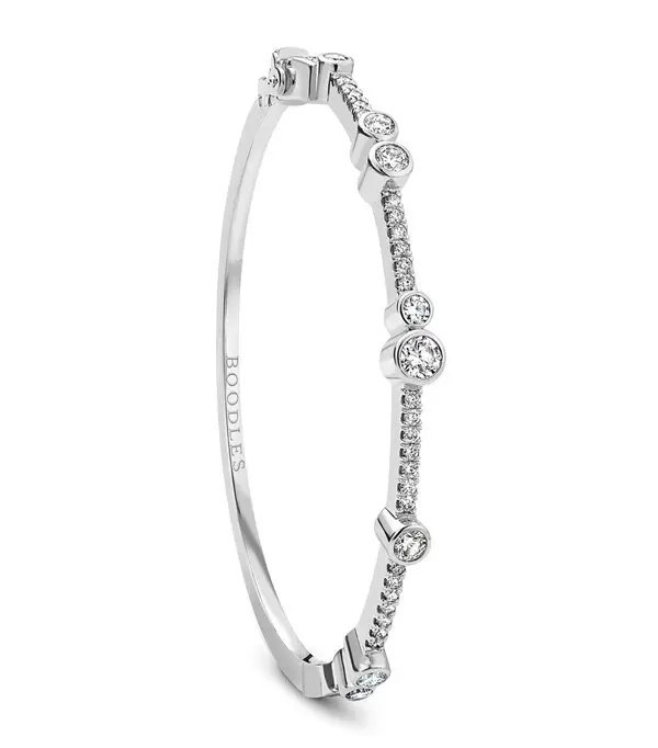 BOODLES Platinum And Diamond Waterfall Bangle - Silver