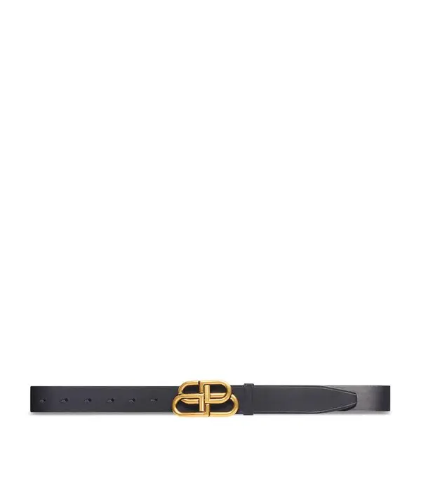 Balenciaga Logo Leather Belt - Black