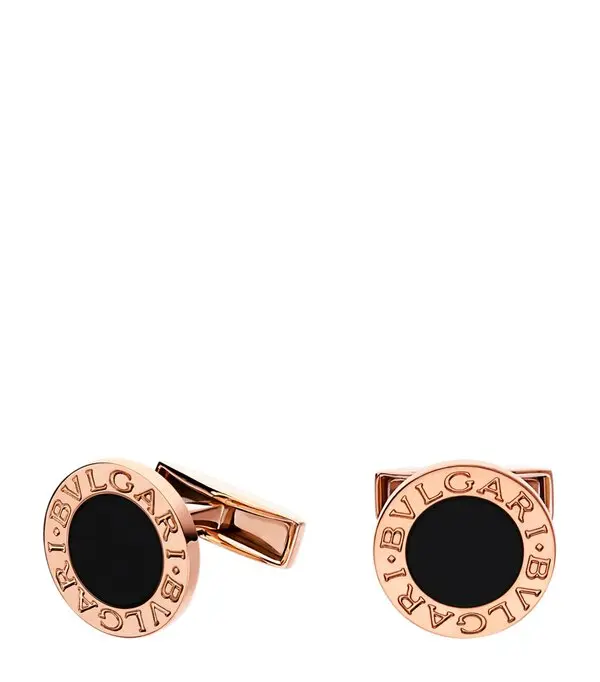 BVLGARI And Onyx Cufflinks - Rose Gold