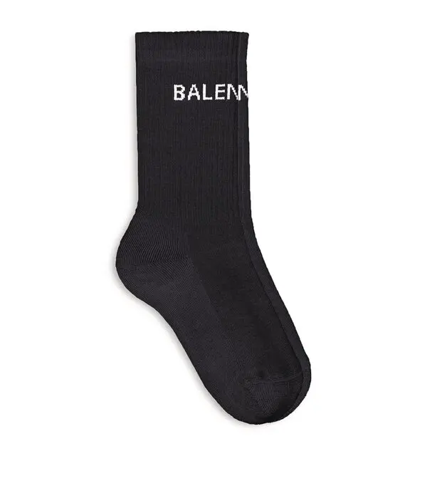 Balenciaga Logo Ribbed Crew Socks