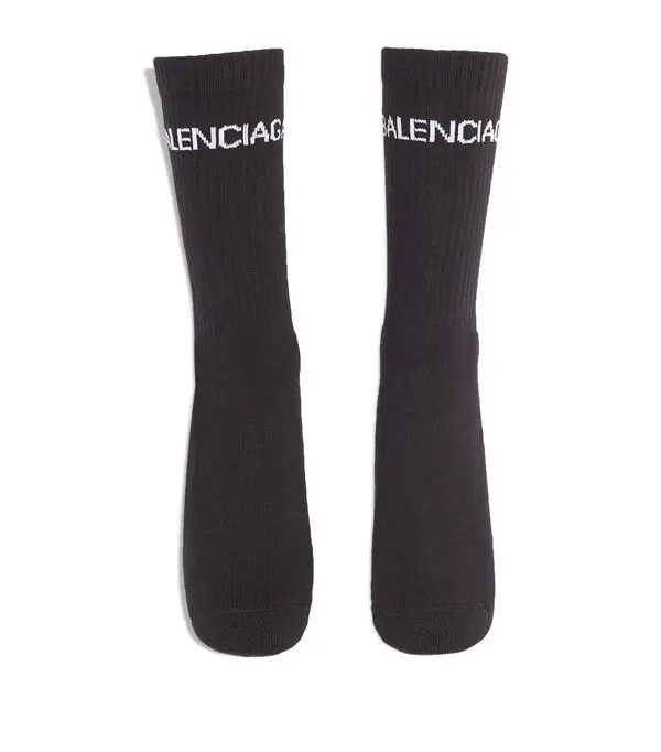 Balenciaga Logo Ribbed Crew Socks