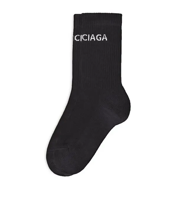 Balenciaga Logo Ribbed Crew Socks
