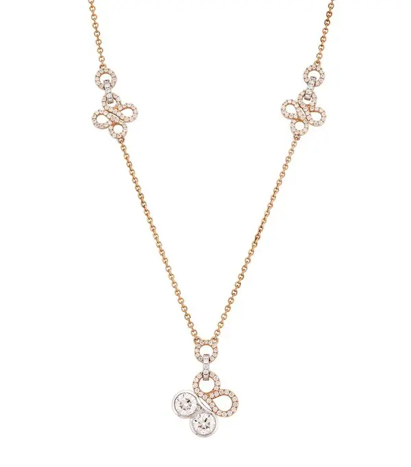 BOODLES Rose Gold, Platinum, And Diamond Necklace - Silver