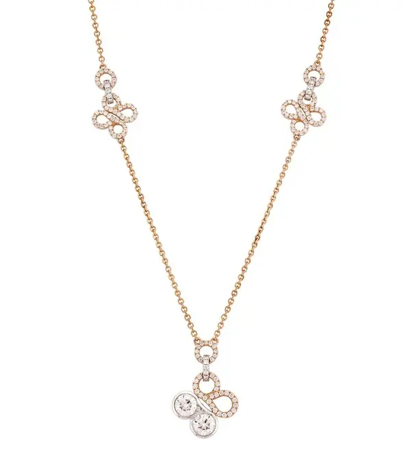 BOODLES Rose Gold, Platinum, And Diamond Necklace - Silver