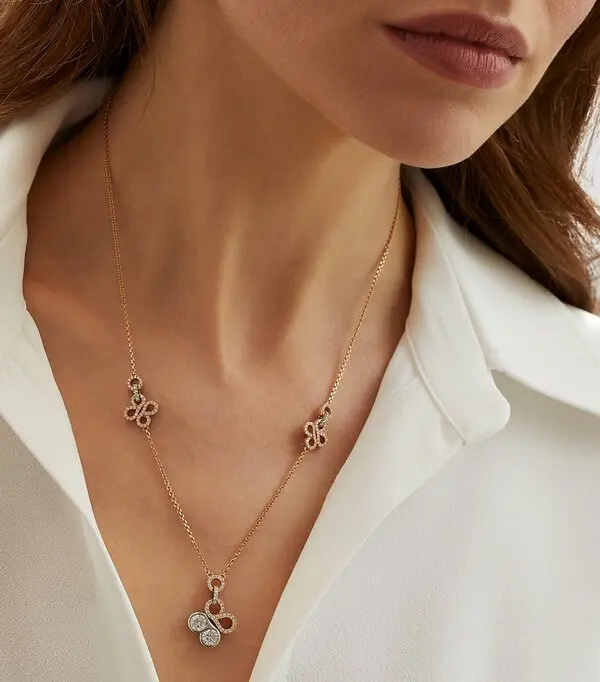 BOODLES Rose Gold, Platinum, And Diamond Necklace