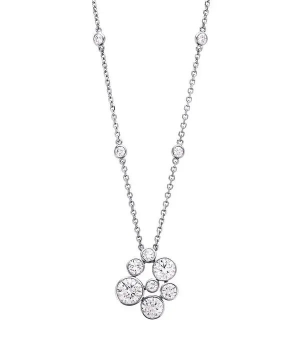 BOODLES Platinum And Diamond "raindance" Large Cluster Pendant - Silver
